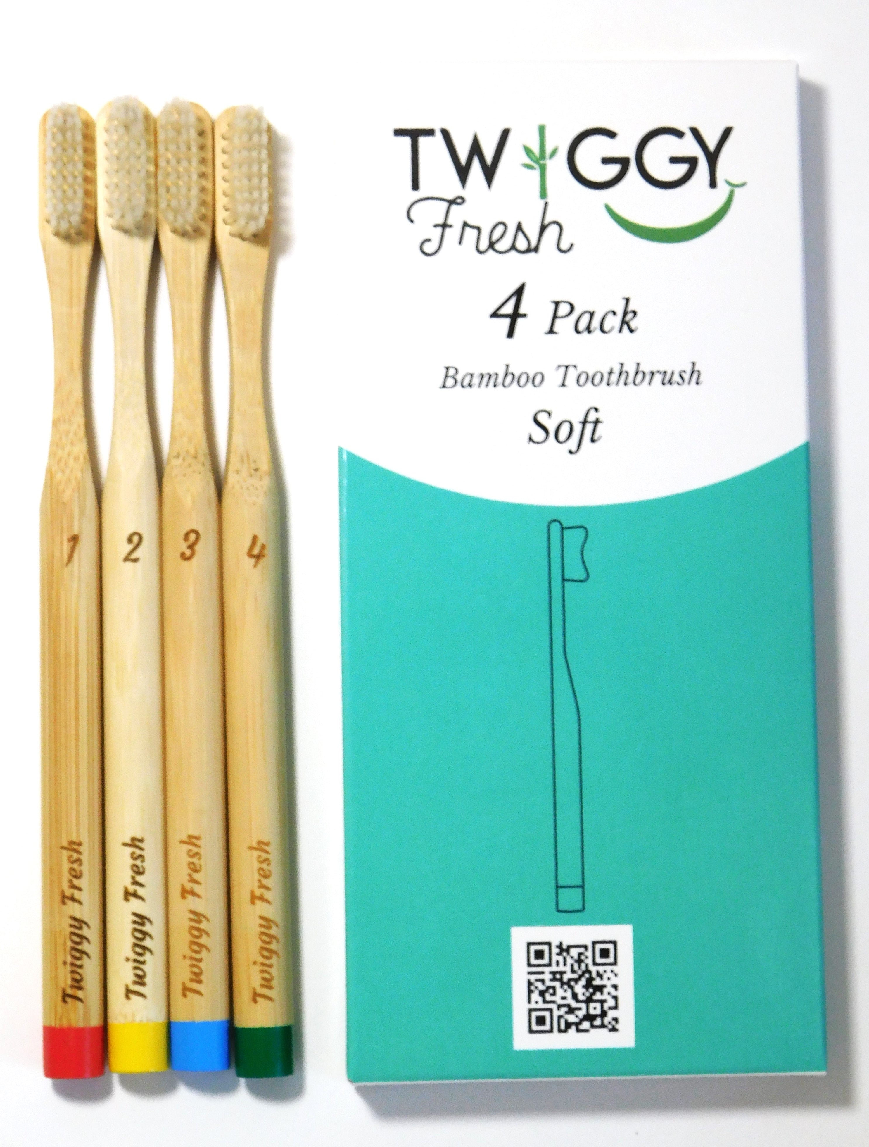 4Pack Bamboo Toothbrush – Twiggy Fresh
